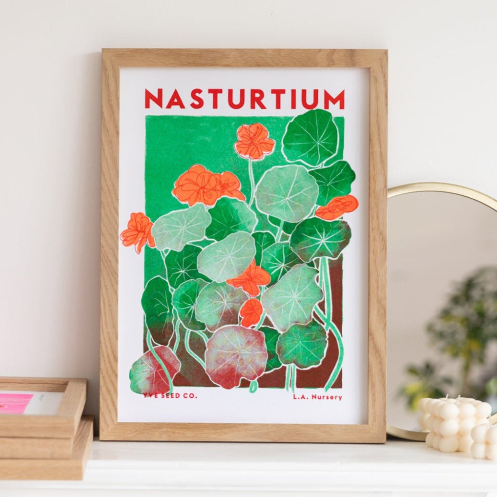 Nasturtium A3 Botanical Riso Print – National Park Print Shop