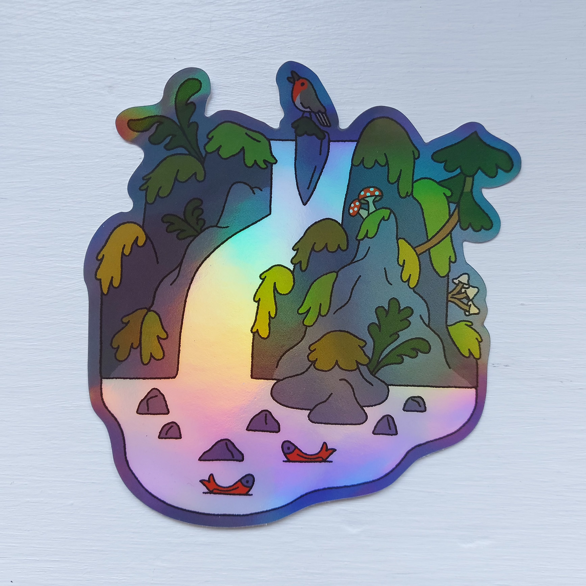Waterfall Holographic Sticker – National Park Print Shop