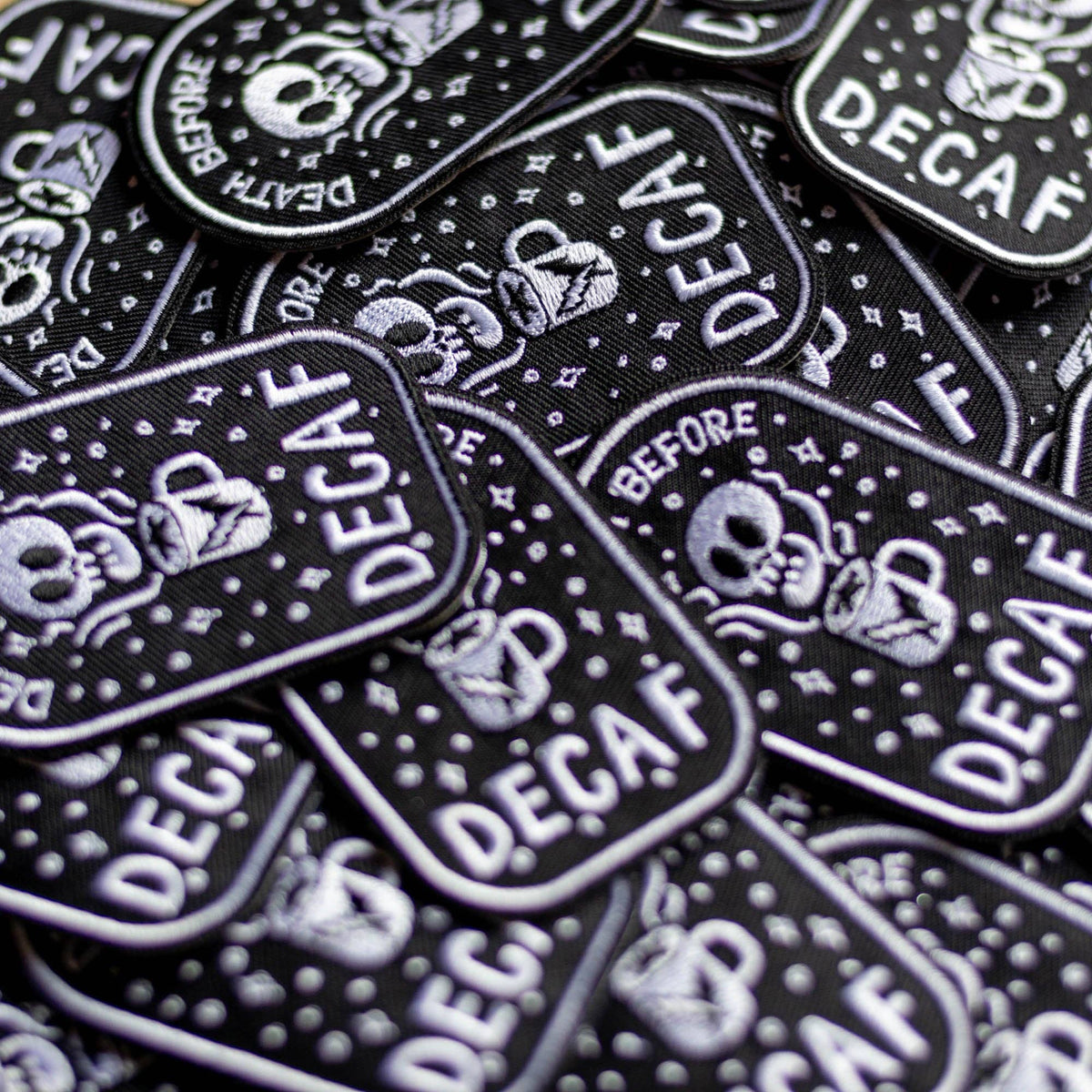Death Before Decaf Coffee Lover Patch – National Park Print Shop