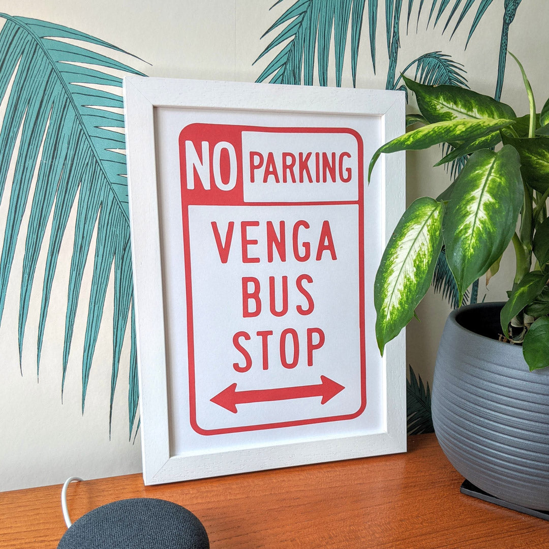 Venga Bus Stop Mini Riso Print – National Park Print Shop