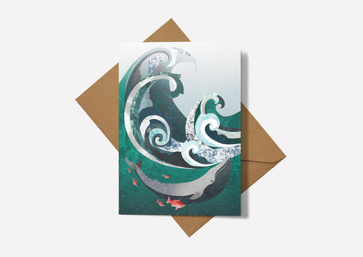 Whale & Wave Greetings Card – National Park Print Shop