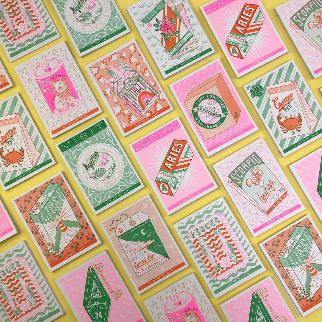 Taurus - Zodiac Sign - Riso Mini Print – National Park Print Shop