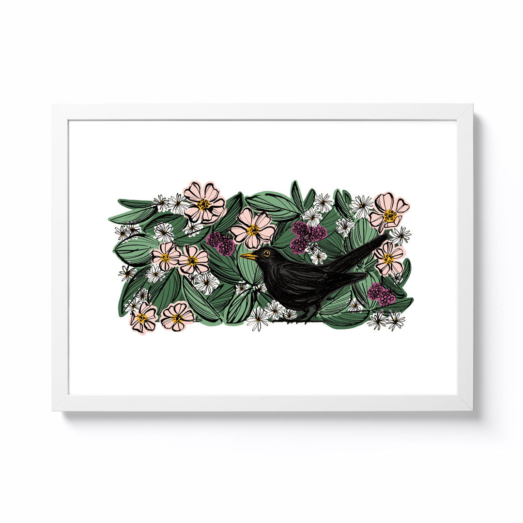 Blackbird Hedgerow – National Park Print Shop