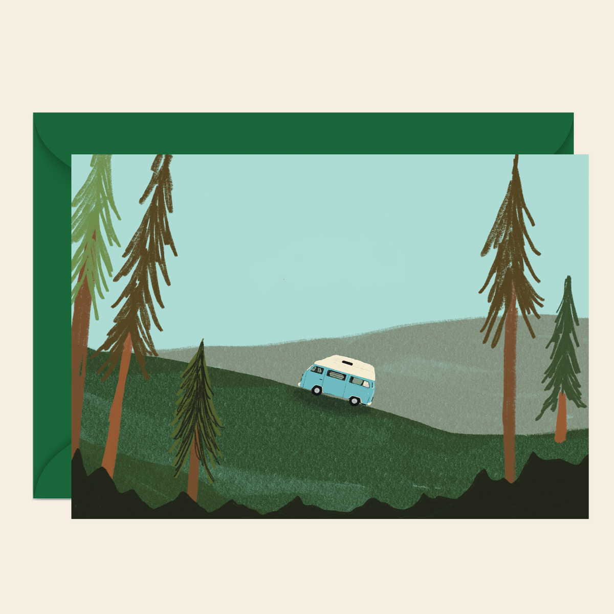 Daytime Camper Van Card – National Park Print Shop